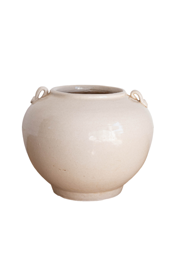 Vintage Cream Glazed Pot | By Luxe B Co.