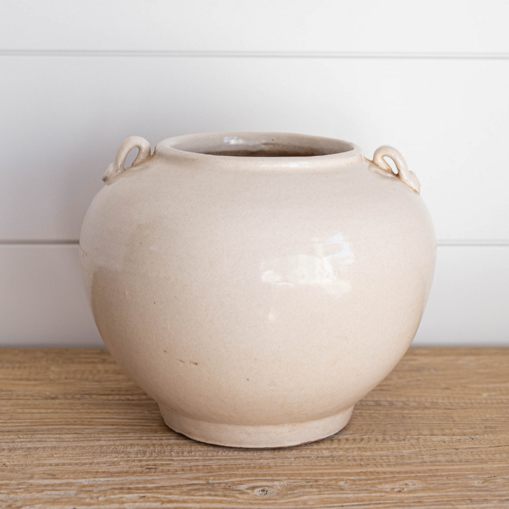 Vintage Cream Glazed Pot | By Luxe B Co.