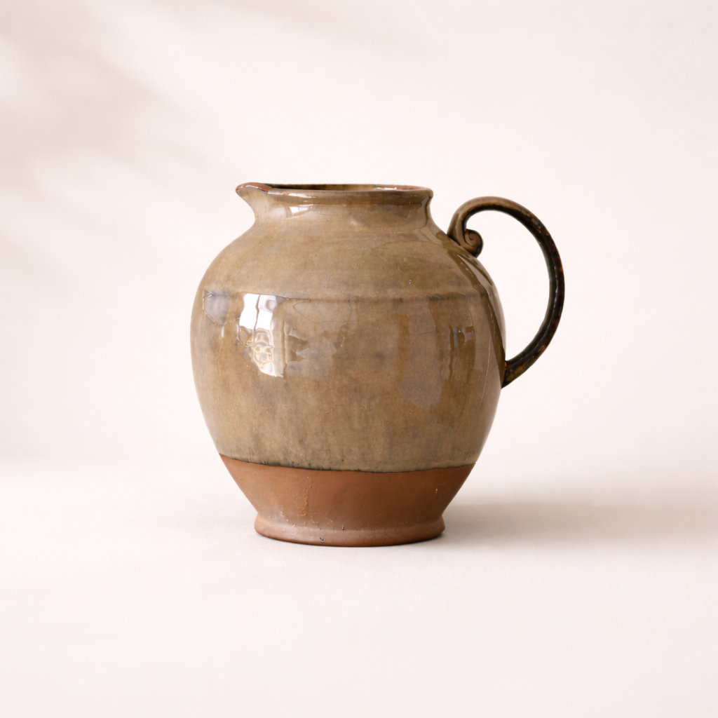 Beige Glazed Stoneware Pitcher | By Luxe B Co.